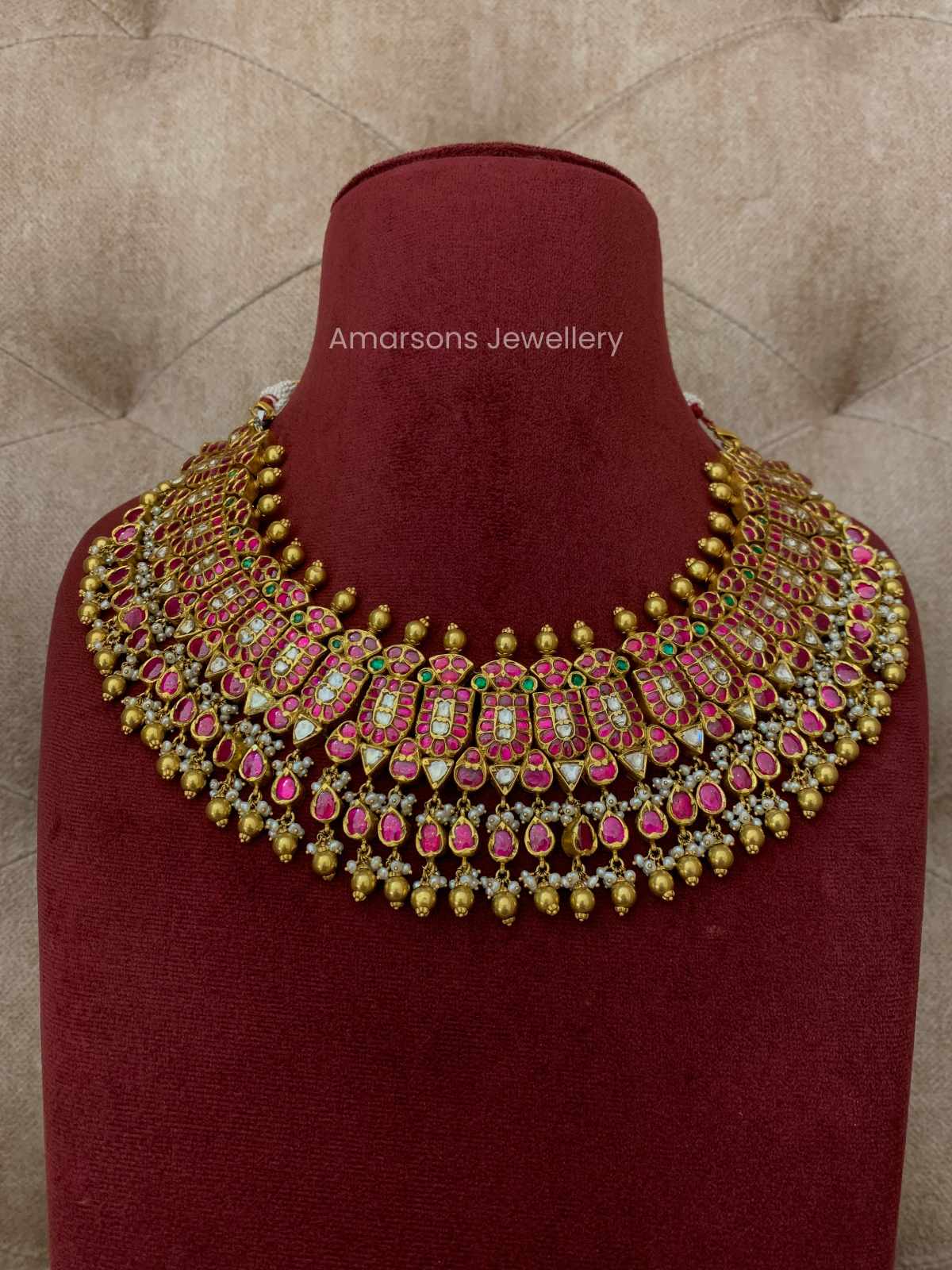 916 Gold Polki Kundan Necklace | PNS-7220 – Amarsons Jewellery